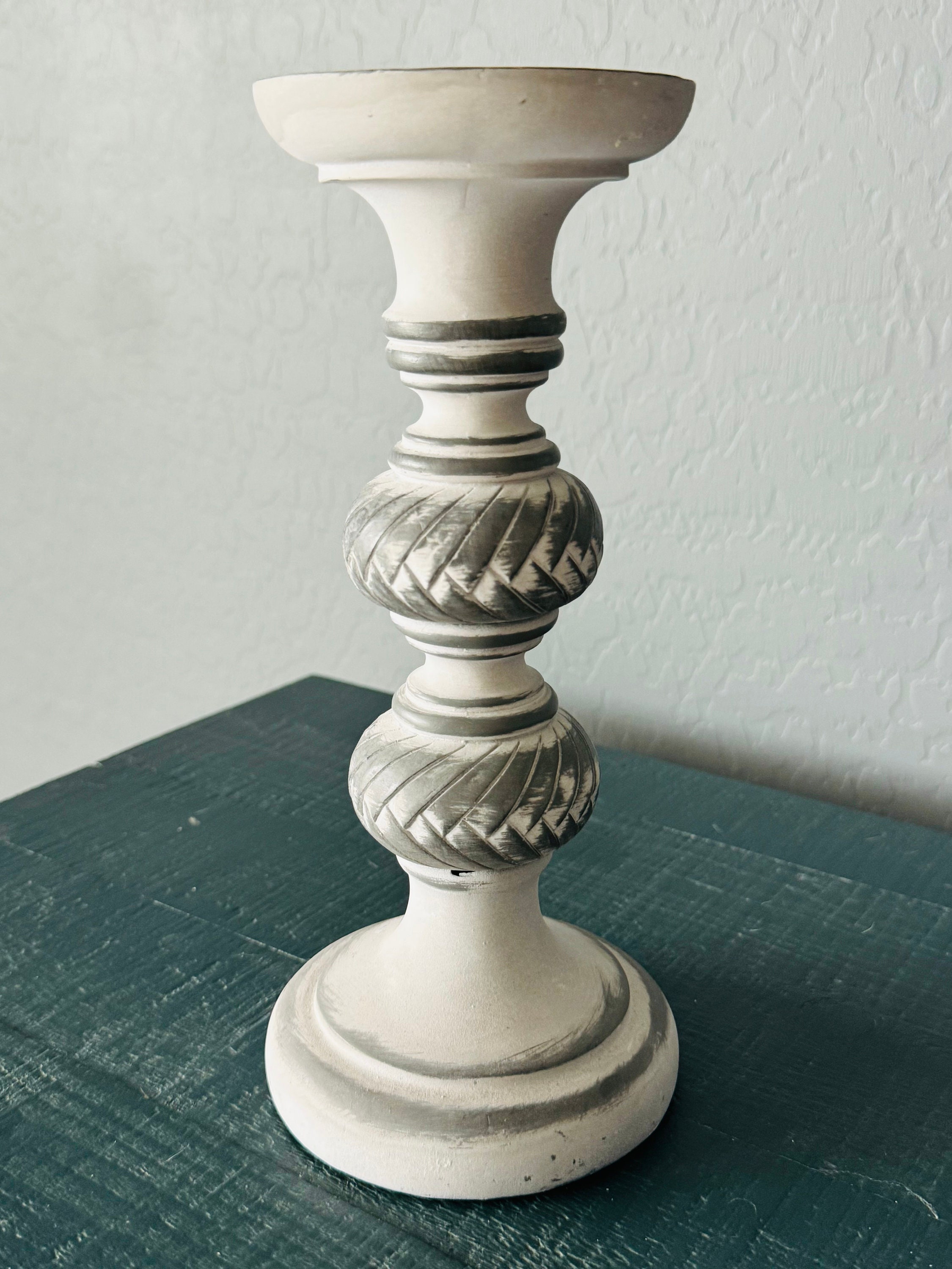 Distressed Gray Candlestick Holder - Perfect for Rustic and Shabby Chic ...