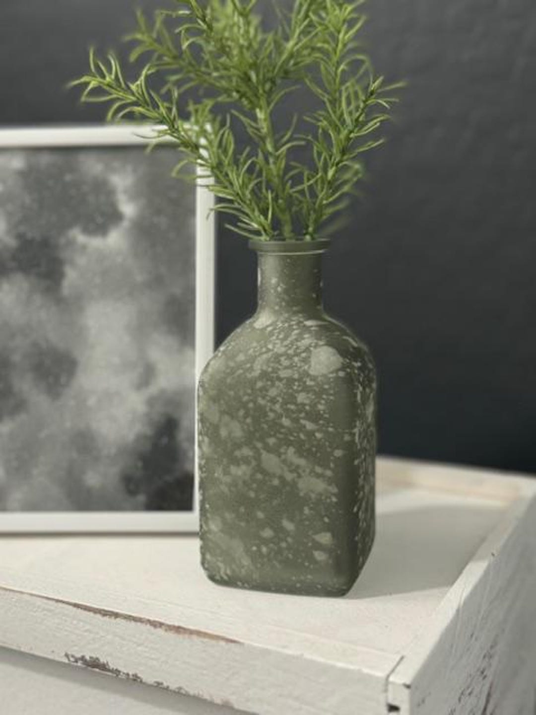 Gray and White Distressed Square Vase - Rustic Farmhouse Home Decor - Etsy