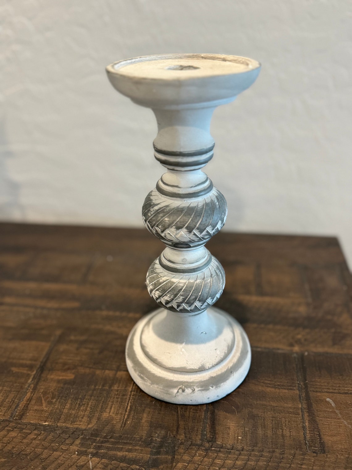 Distressed Gray Candlestick Holder - Perfect for Rustic and Shabby Chic ...