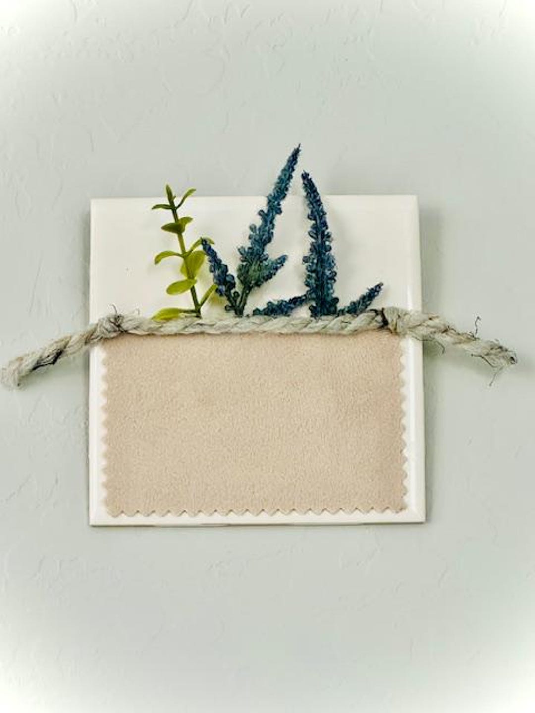 Pocket Blooms - Rustic Hanging Wall Tile With Faux Floral Pocket - Etsy