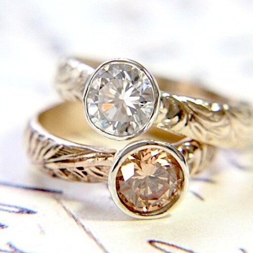 Rough Diamond Diamond Melee and Pearl Engagement Ring and | Etsy