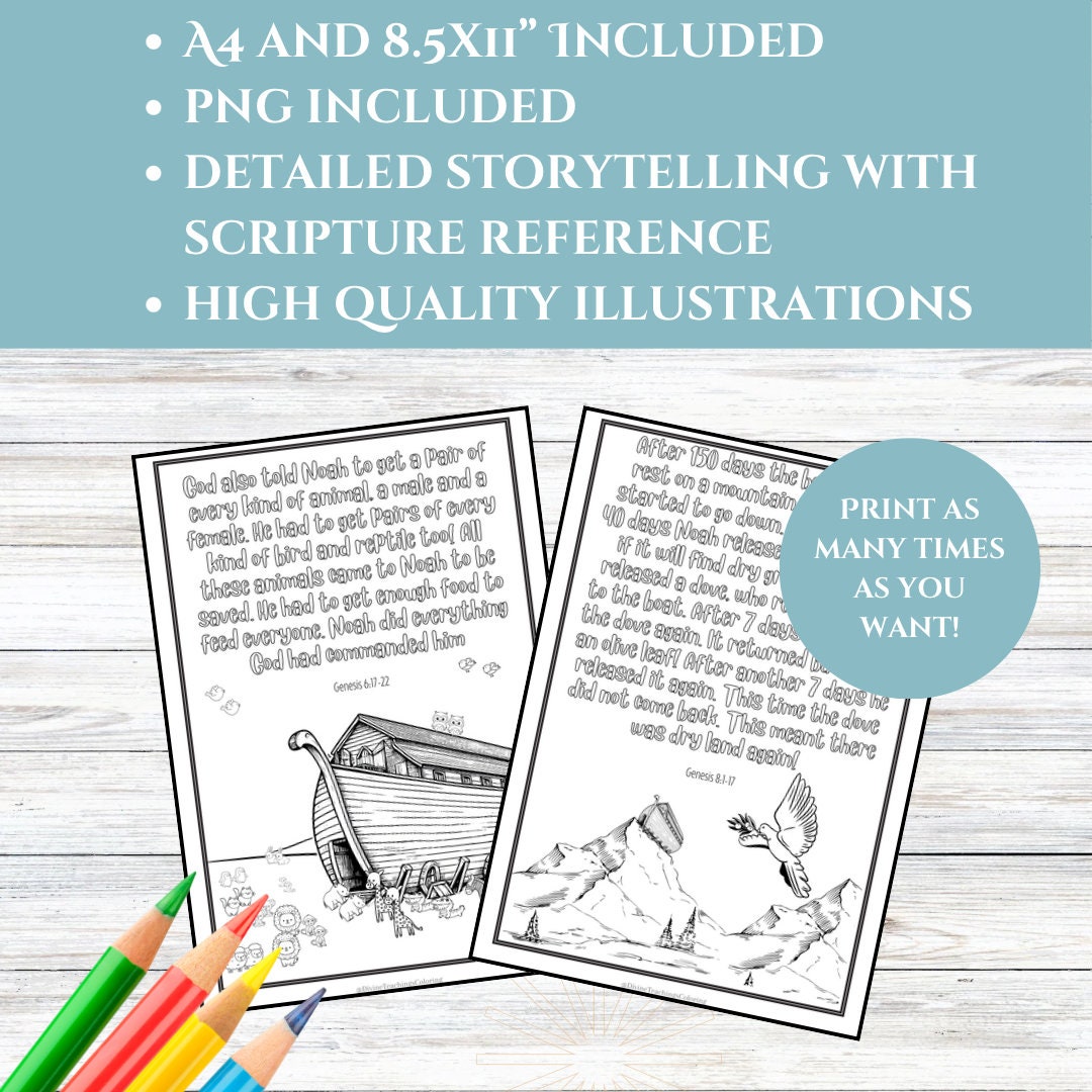 The Story of Noah | Noah’s Ark | Printable Coloring Bible Pages ...