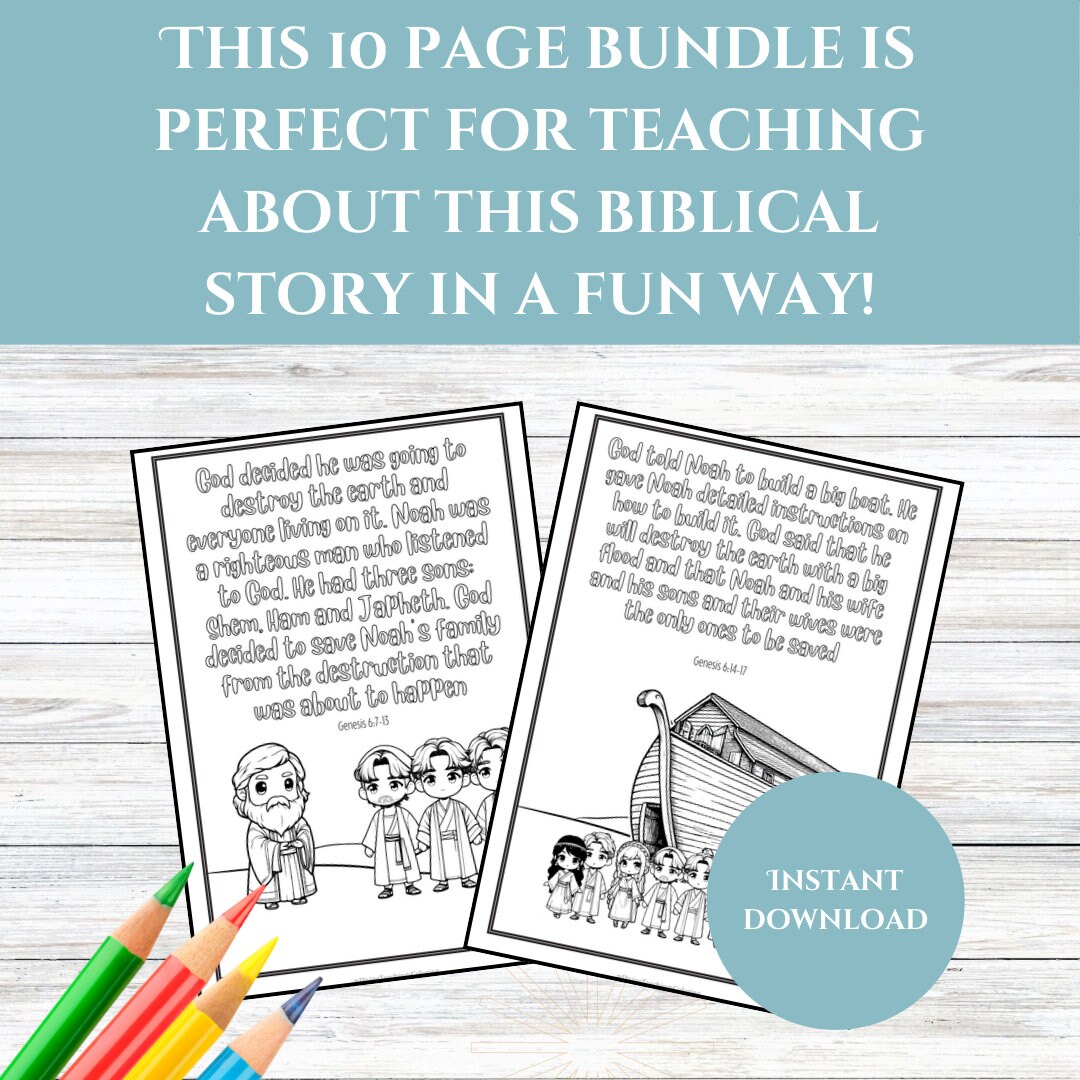 The Story of Noah | Noah’s Ark | Printable Coloring Bible Pages ...