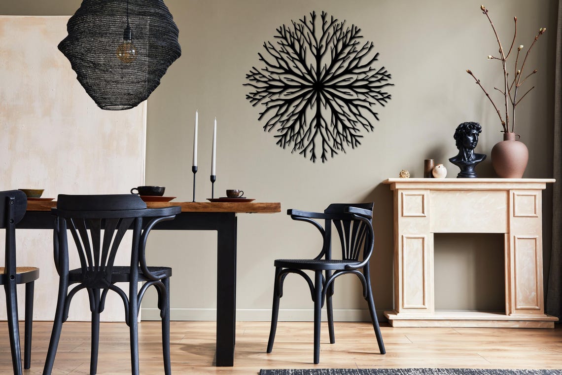 Tree Root Metal Wall Decor, Tree Wall Sign, Large Living Room Wall Art ...