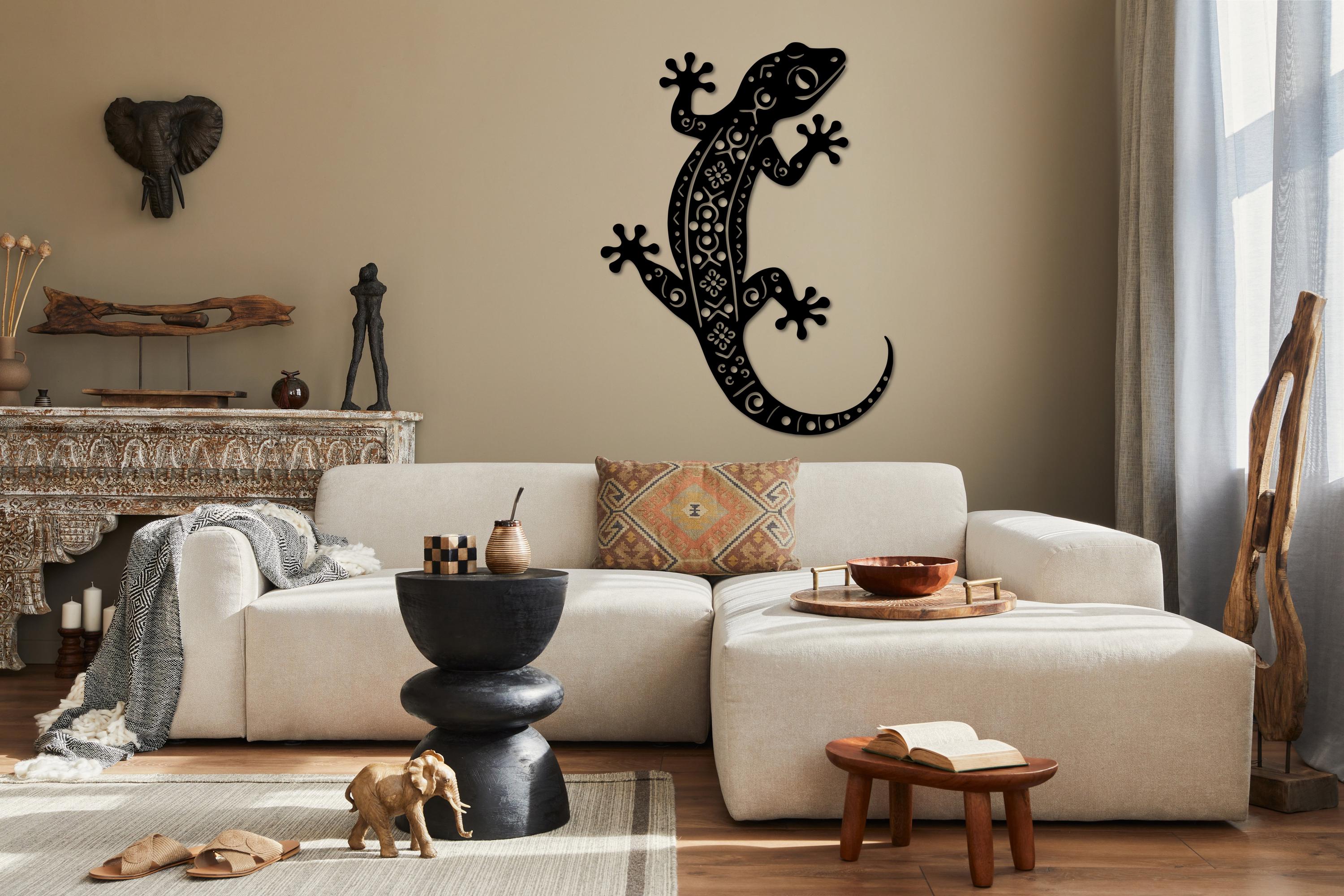 Metal Gecko Wall Ornament, Metal Lizard Wall Art, Indoor Outdoor Decor ...