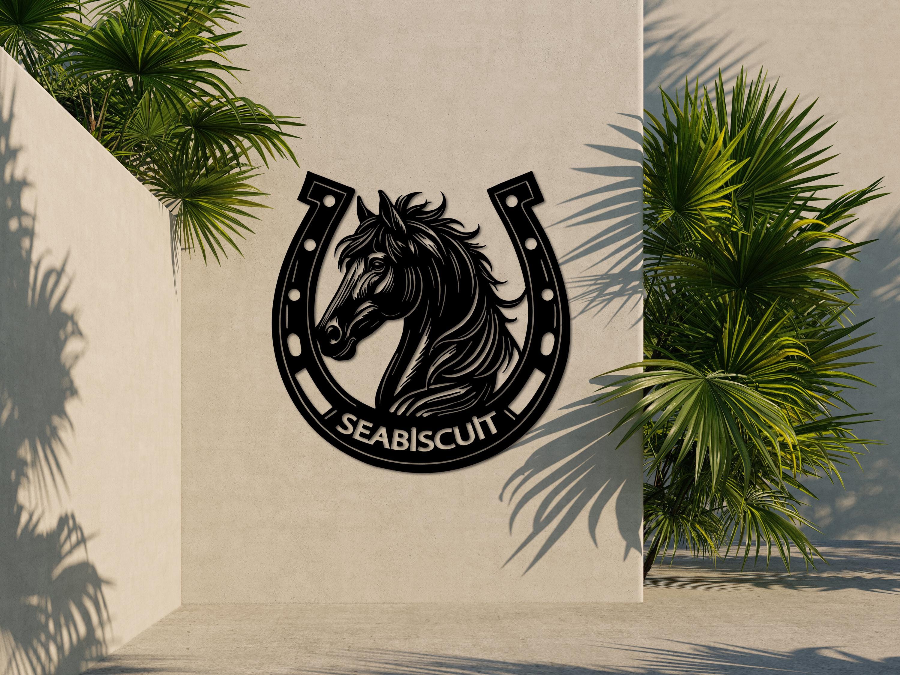 Horse Head Horseshoe Monogram, Custom Horseshoe Metal Sign, Horseshoe ...