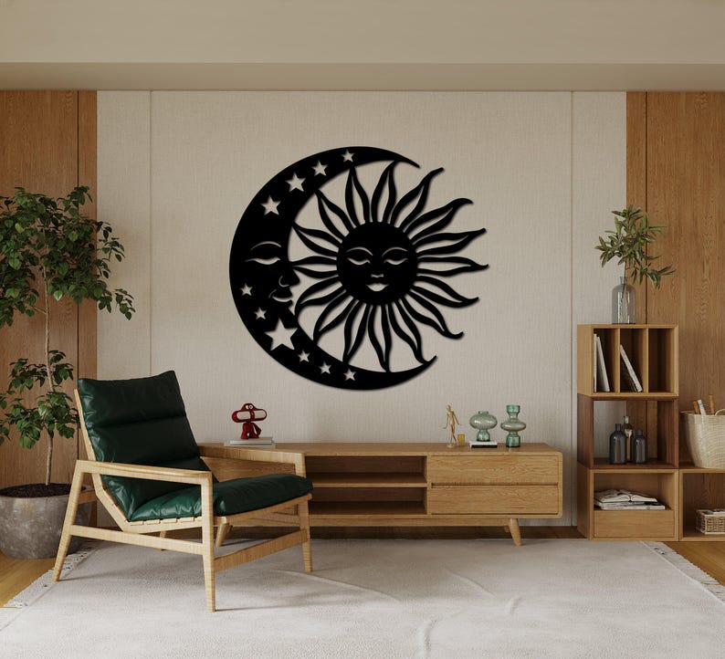Sun and Moon Metal Sign Wall Art, Day and Night Sign, Celestial Wall ...