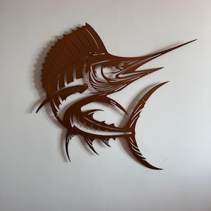 Swordfish Metal Wall Art, Fish Metal Wall Decor, Beach House Decor ...