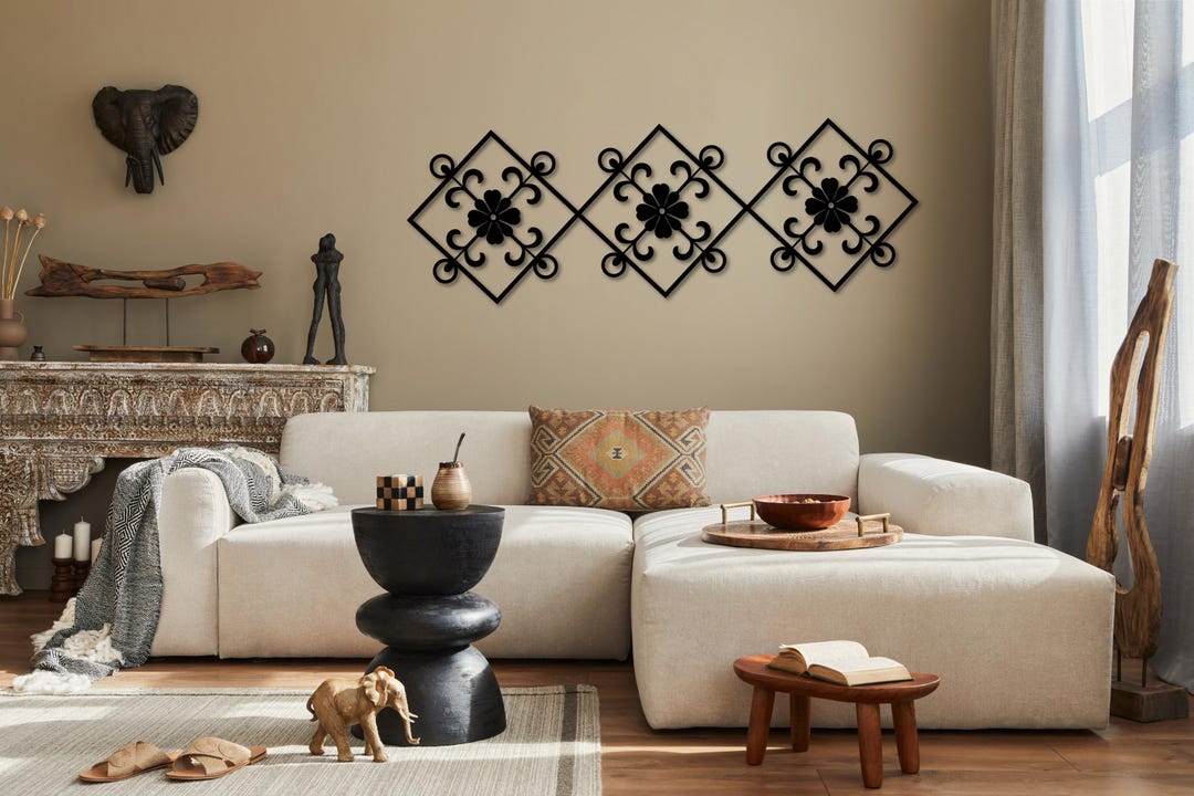 Ferforje Triangle Wall Art, Triangle Wall Hanging Metal Wall Art, Large ...