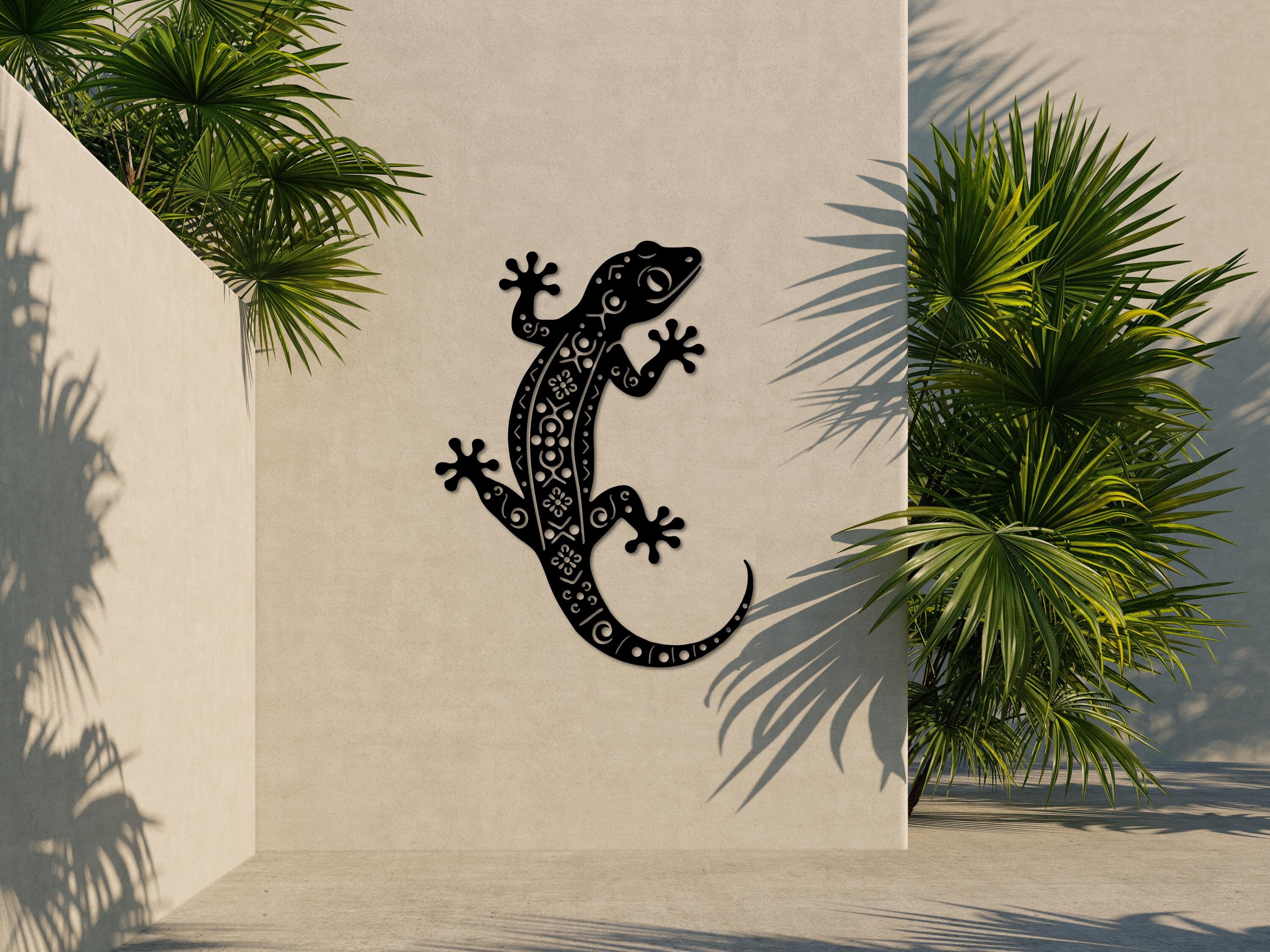 Metal Gecko Wall Ornament, Metal Lizard Wall Art, Indoor Outdoor Decor ...