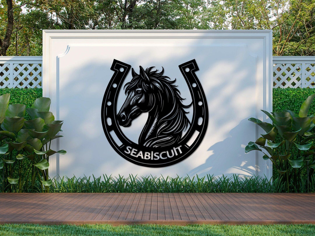 Horse Head Horseshoe Monogram, Custom Horseshoe Metal Sign, Horseshoe ...