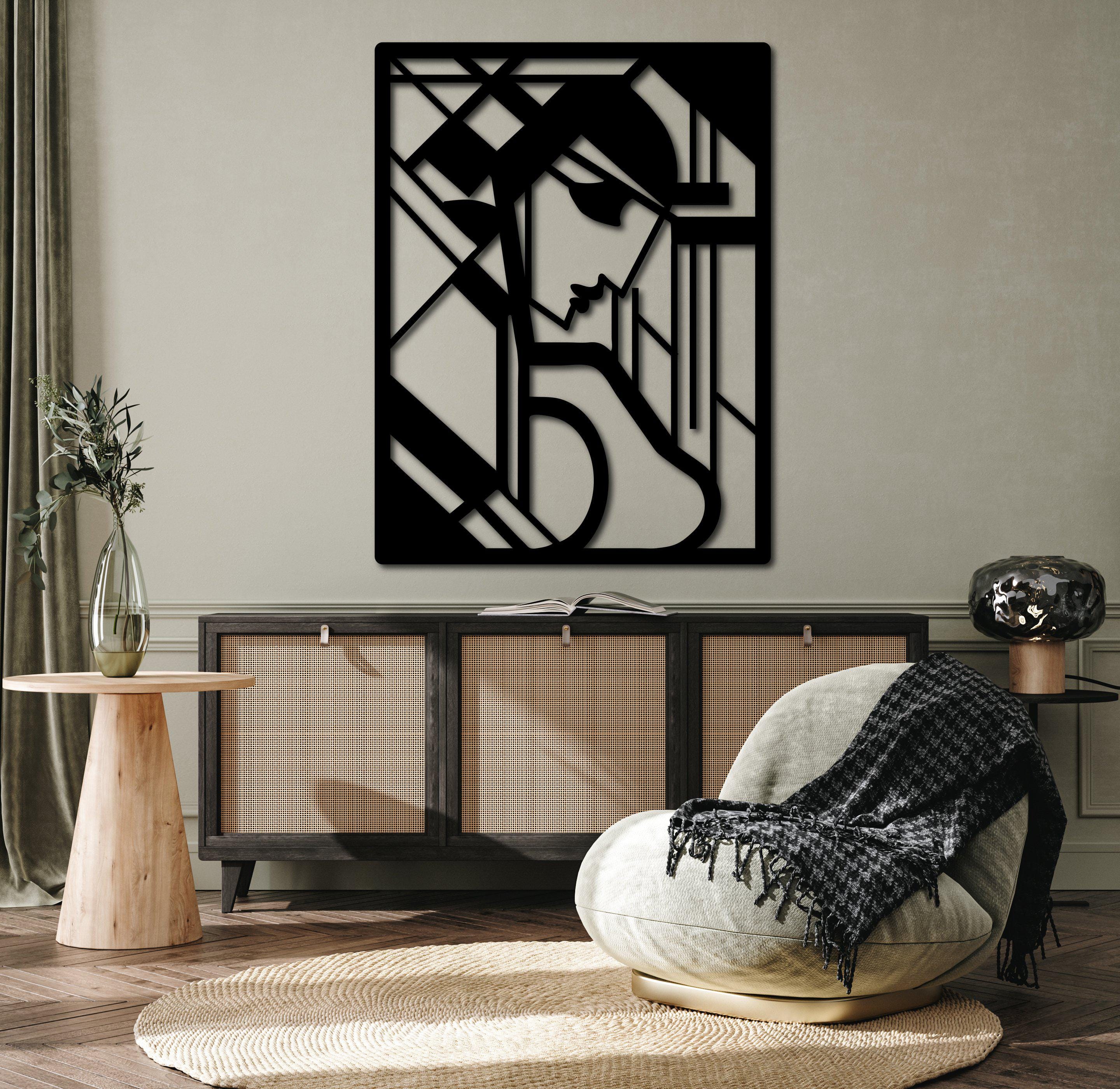 Modernist Profile Metal Wall Decor, Abstract Face Metal Wall Art ...