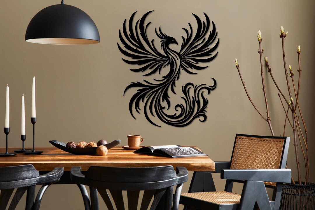 Phoenix Bird Metal Wall Art, Phoenix Wall Decor, Metal Phoenix Sign ...