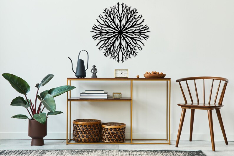 Tree Root Metal Wall Decor, Tree Wall Sign, Large Living Room Wall Art ...