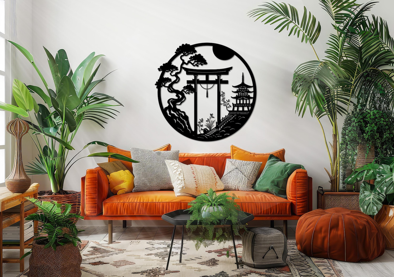 Japanese Metal Art, Tori Gate Art Bonsai Tree Wall Decor, Japanese ...