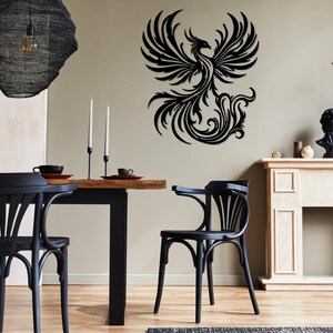 Phoenix Bird Metal Wall Art, Phoenix Wall Decor, Metal Phoenix Sign ...