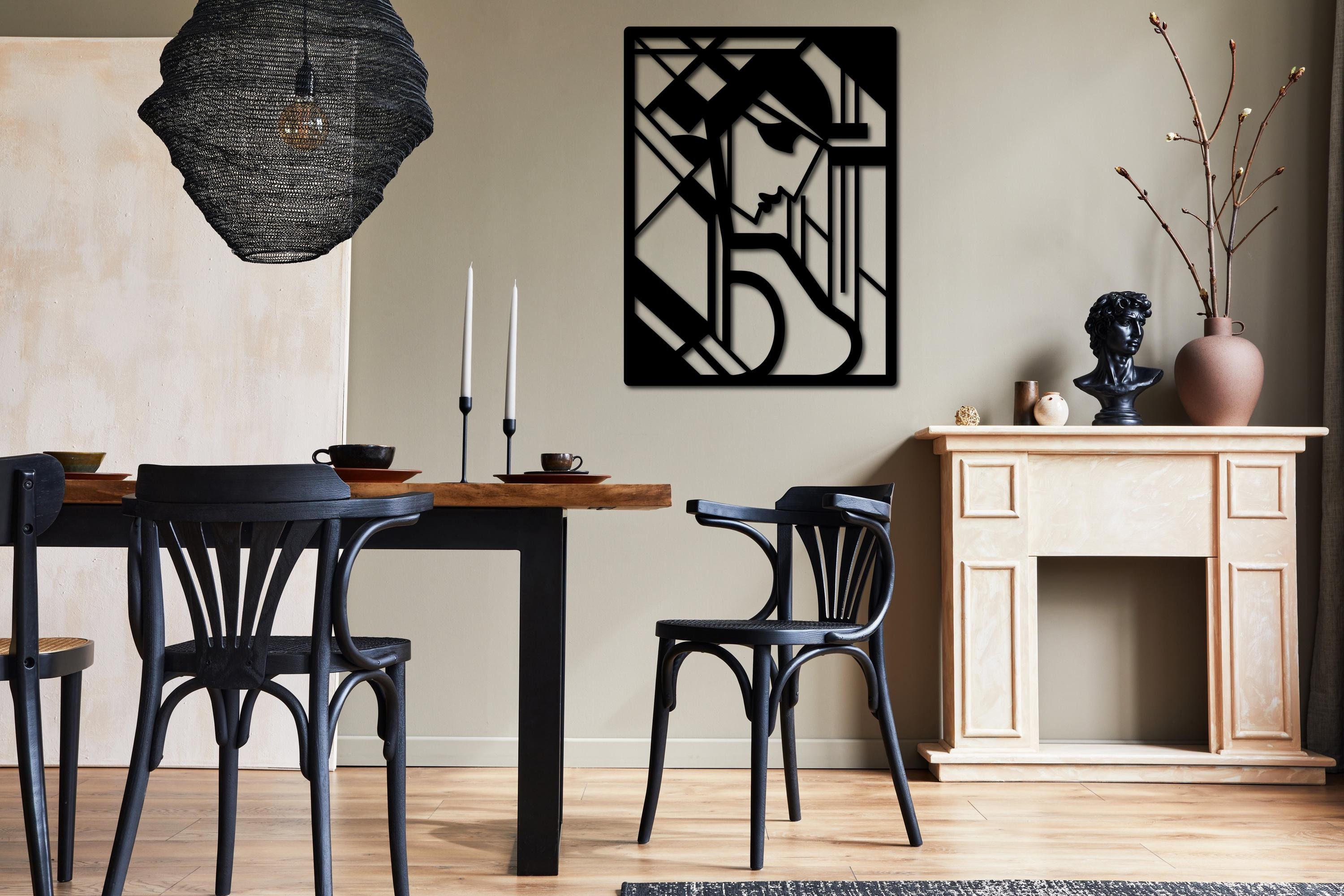 Modernist Profile Metal Wall Decor, Abstract Face Metal Wall Art ...