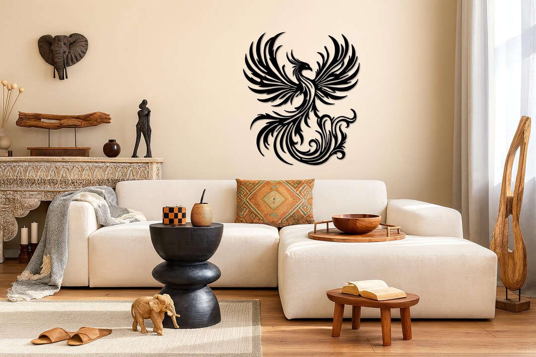 Phoenix Bird Metal Wall Art, Phoenix Wall Decor, Metal Phoenix Sign ...