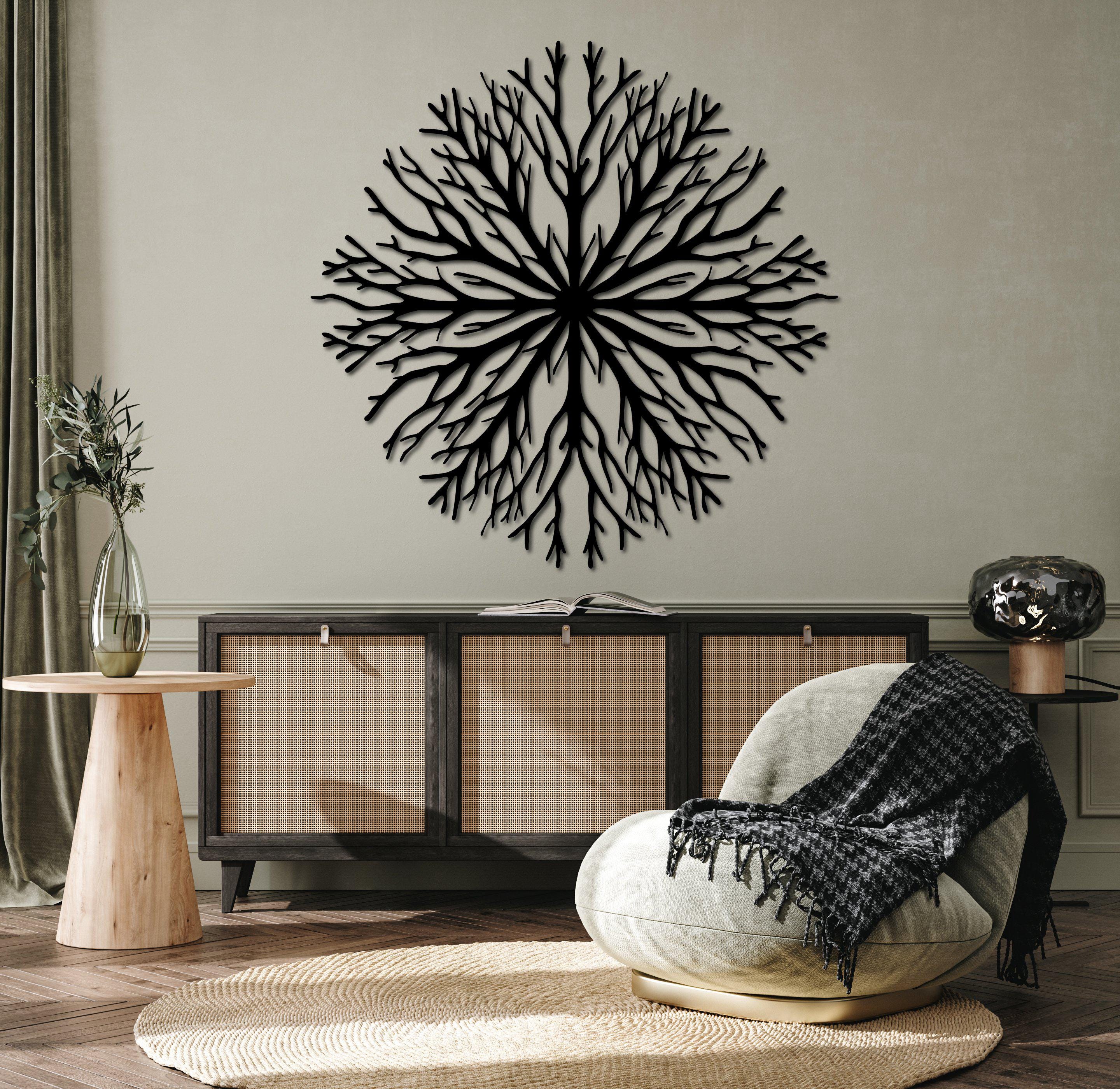 Tree Root Metal Wall Decor, Tree Wall Sign, Large Living Room Wall Art ...