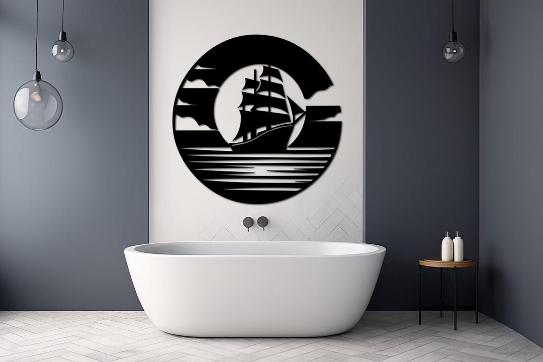 Metal Nautical Ship Wall Art, Oceanic Home Decor, Sailing Boat Metal ...
