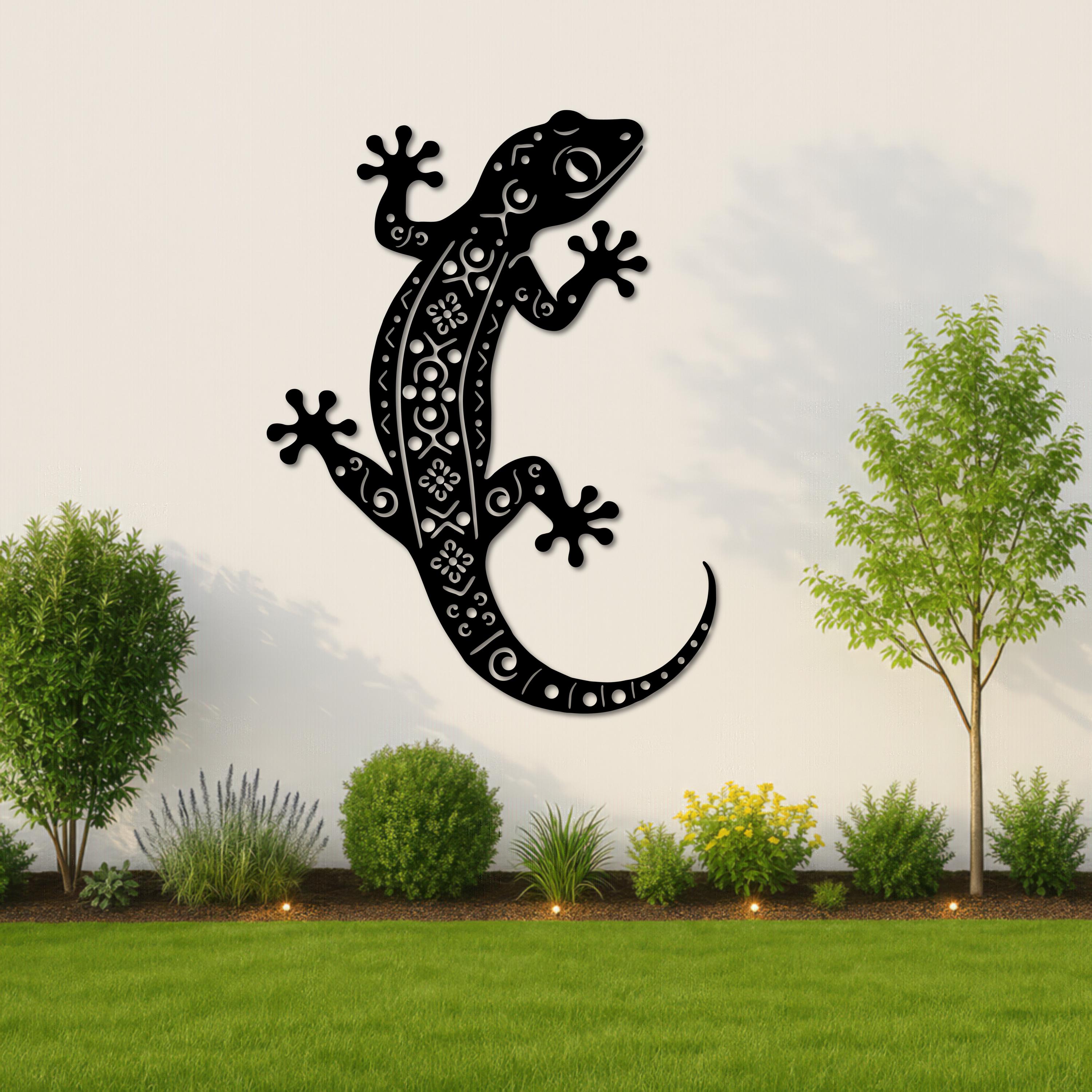 Metal Gecko Wall Ornament, Metal Lizard Wall Art, Indoor Outdoor Decor ...