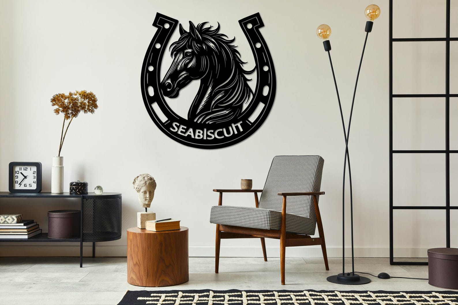 Horse Head Horseshoe Monogram, Custom Horseshoe Metal Sign, Horseshoe ...