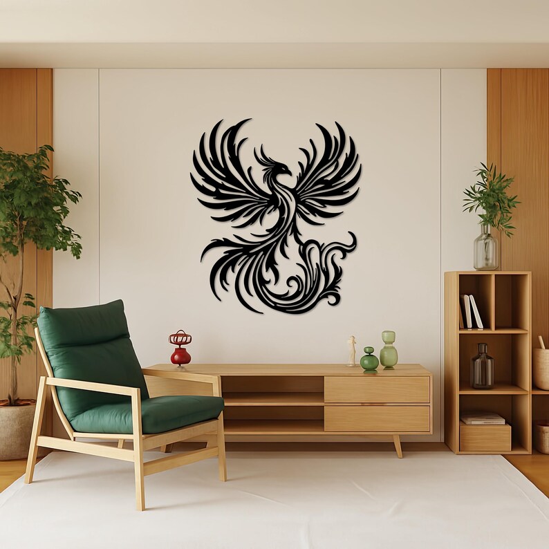 Phoenix Bird Metal Wall Art, Phoenix Wall Decor, Metal Phoenix Sign ...