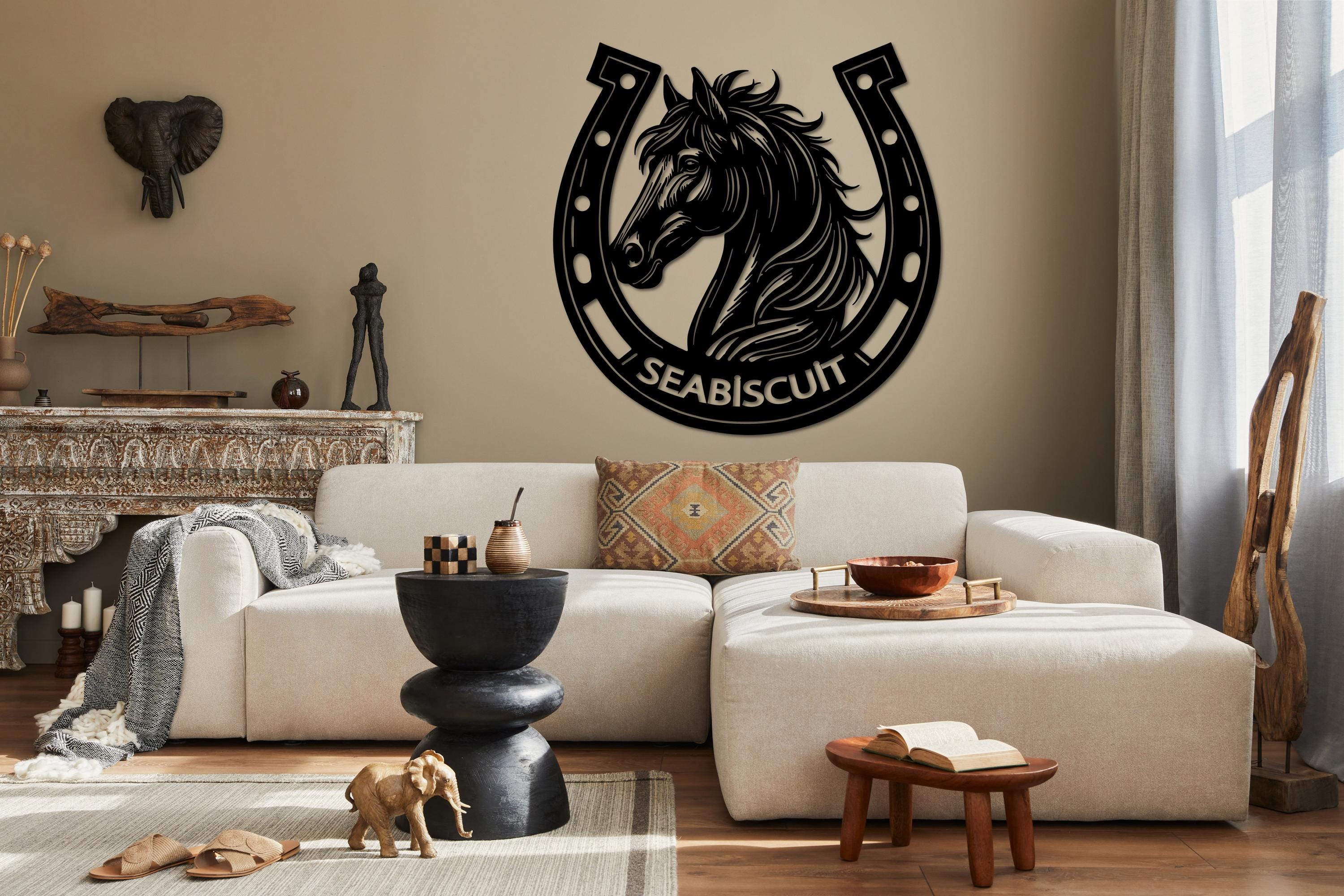 Horse Head Horseshoe Monogram, Custom Horseshoe Metal Sign, Horseshoe ...