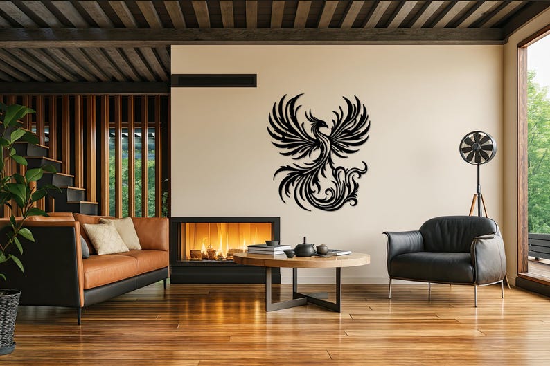 Phoenix Bird Metal Wall Art, Phoenix Wall Decor, Metal Phoenix Sign ...