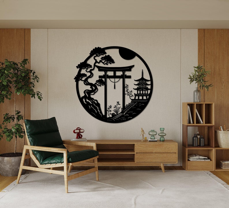 Japanese Metal Art, Tori Gate Art Bonsai Tree Wall Decor, Japanese ...