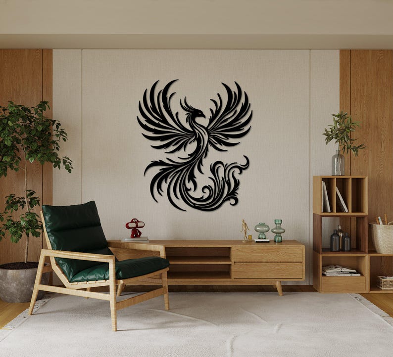Phoenix Bird Metal Wall Art, Phoenix Wall Decor, Metal Phoenix Sign ...