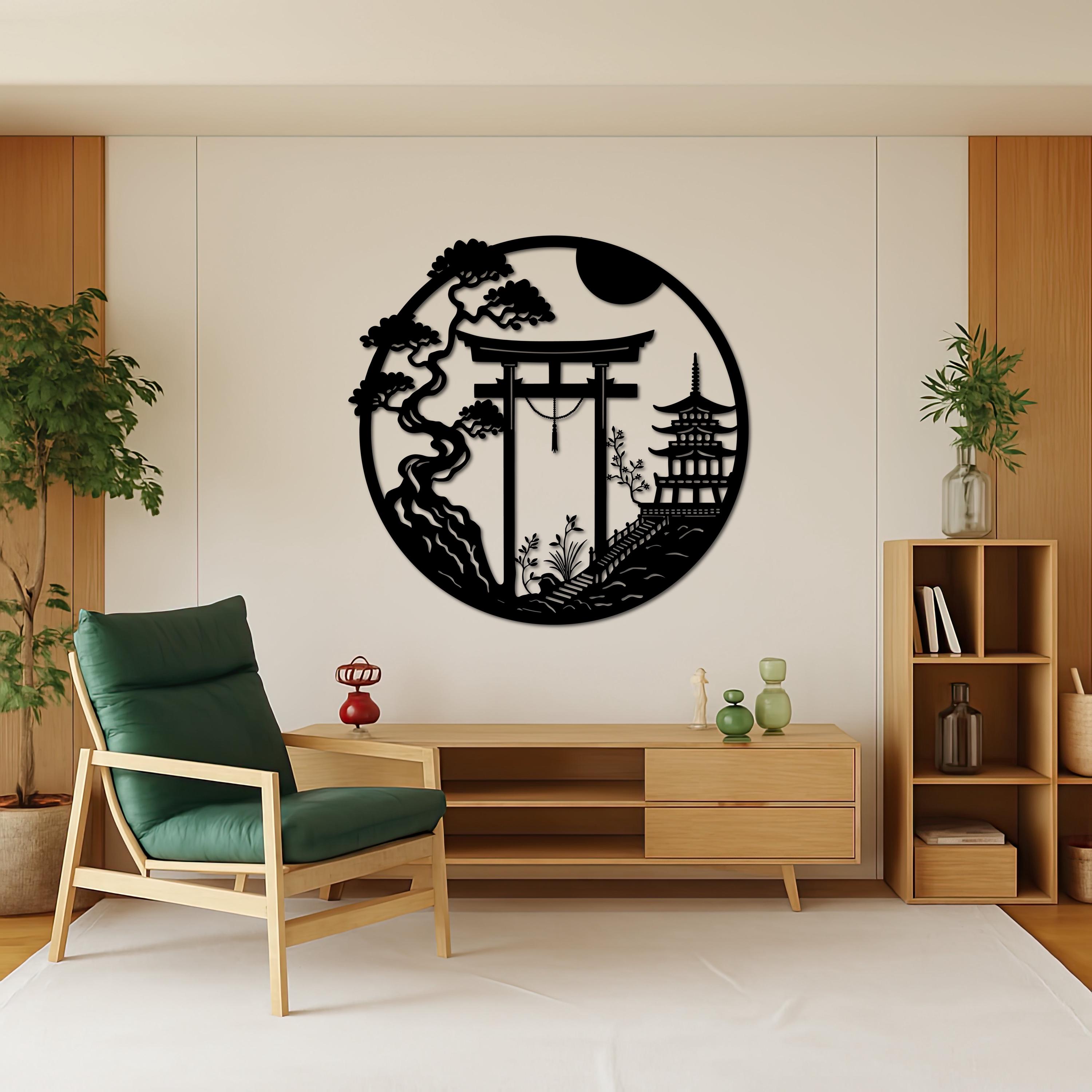Japanese Metal Art, Tori Gate Art Bonsai Tree Wall Decor, Japanese ...