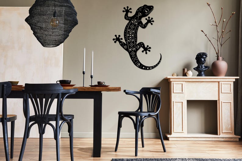 Metal Gecko Wall Ornament, Metal Lizard Wall Art, Indoor Outdoor Decor ...