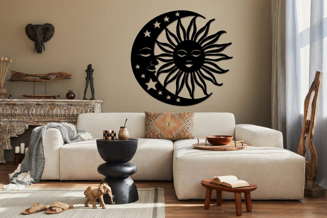 Sun and Moon Metal Sign Wall Art, Day and Night Sign, Celestial Wall ...