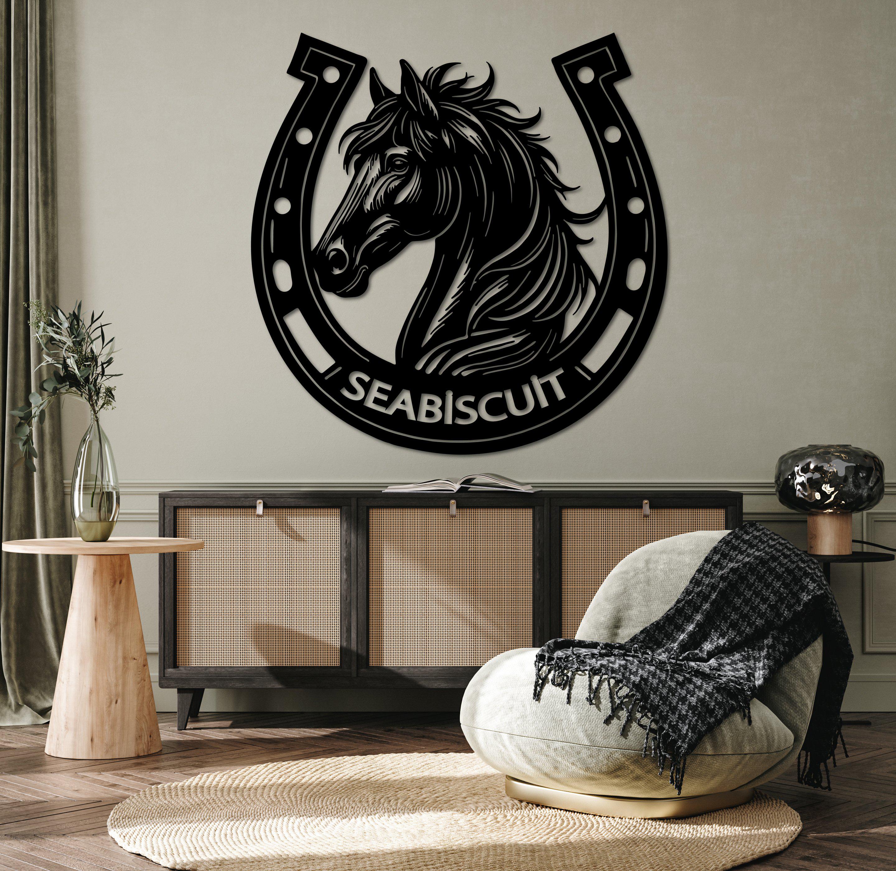Horse Head Horseshoe Monogram, Custom Horseshoe Metal Sign, Horseshoe ...