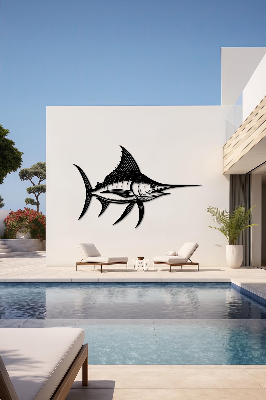Marlin Wall Art,swordfish Metal Wall Decor, Nautical Fish Silhouette ...
