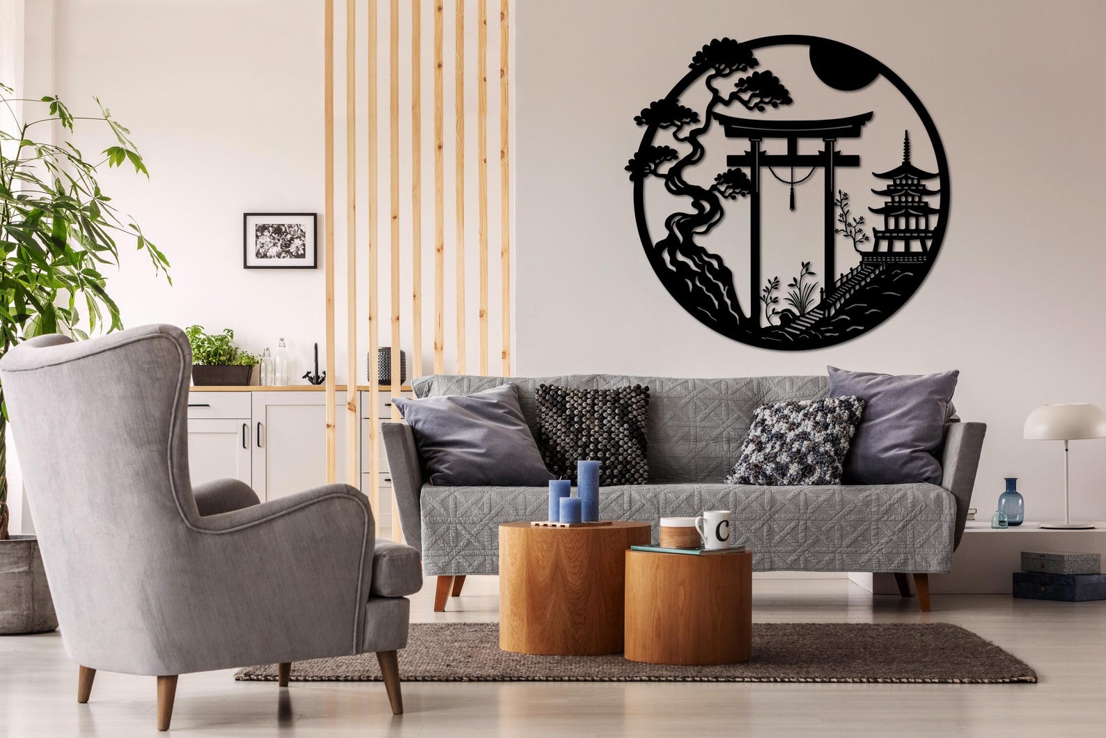 Japanese Metal Art, Tori Gate Art Bonsai Tree Wall Decor, Japanese ...