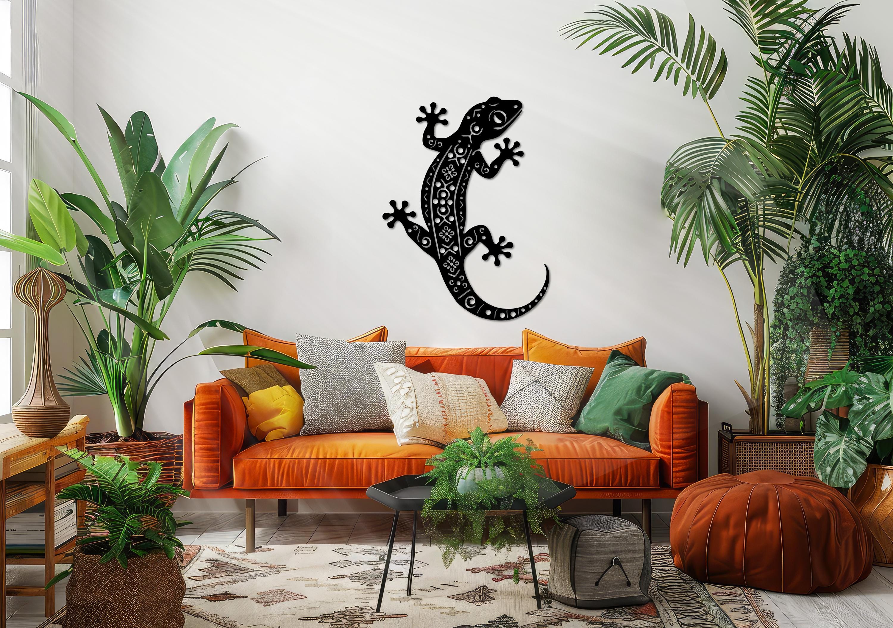Metal Gecko Wall Ornament, Metal Lizard Wall Art, Indoor Outdoor Decor ...