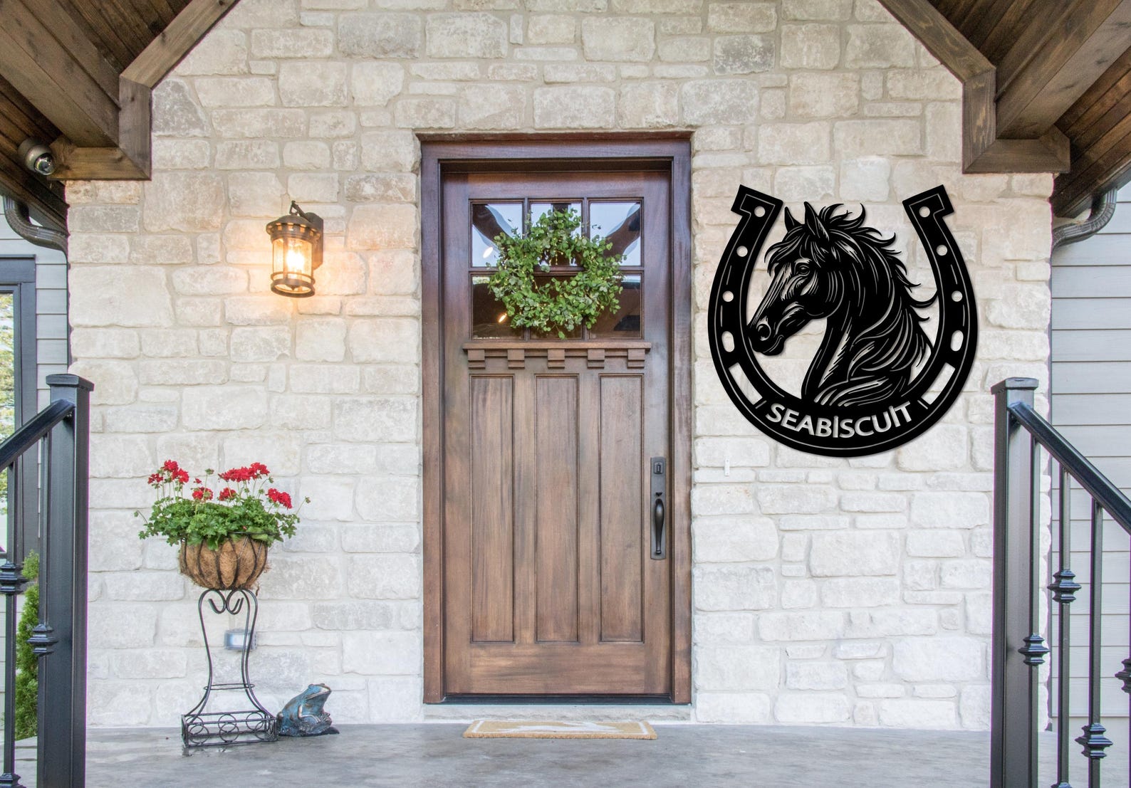 Horse Head Horseshoe Monogram, Custom Horseshoe Metal Sign, Horseshoe ...