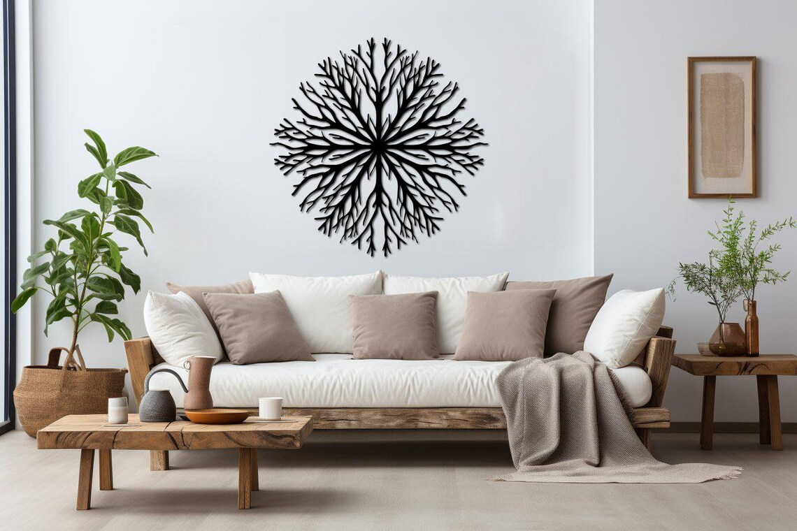 Tree Root Metal Wall Decor, Tree Wall Sign, Large Living Room Wall Art ...