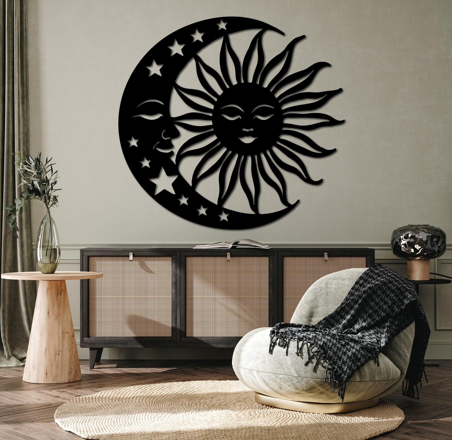 Sun and Moon Metal Sign Wall Art, Day and Night Sign, Celestial Wall ...