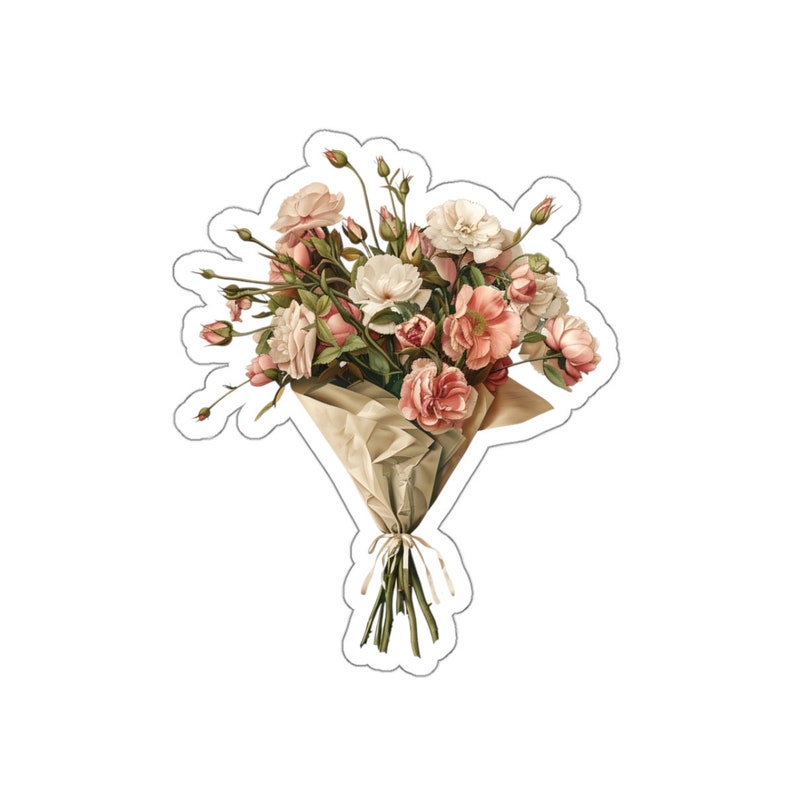 Dainty in Pink, Bouquet of Flowers Sticker, Stickers, Gift Stickers ...