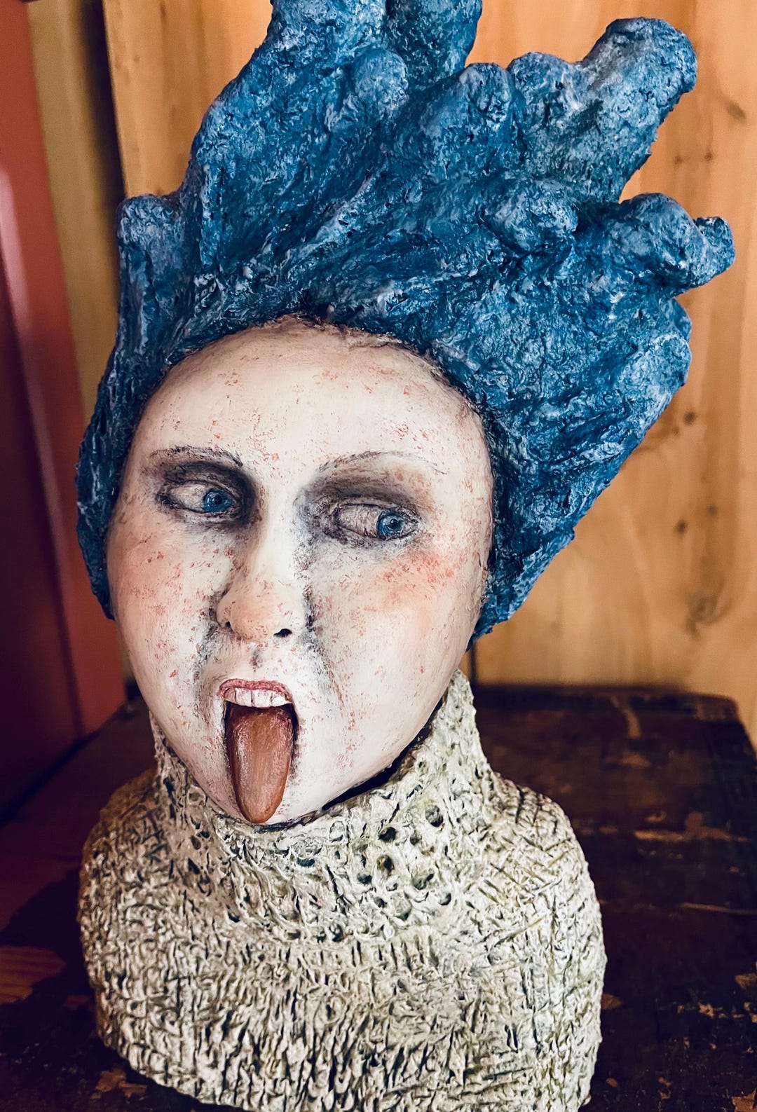 Colleen Wright Art Paper Mache Papier Bust Sculpture Sassy Women’s Art ...