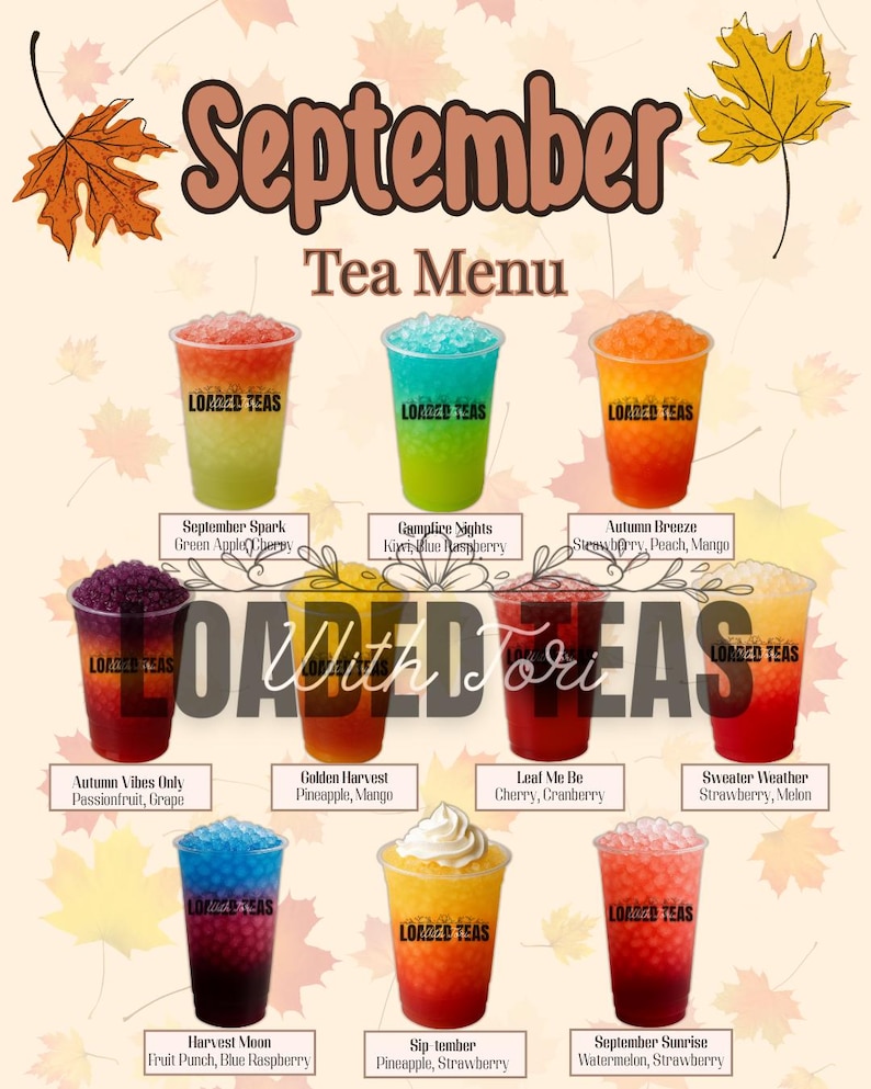 September Tea MENU & Digital Posts - Etsy