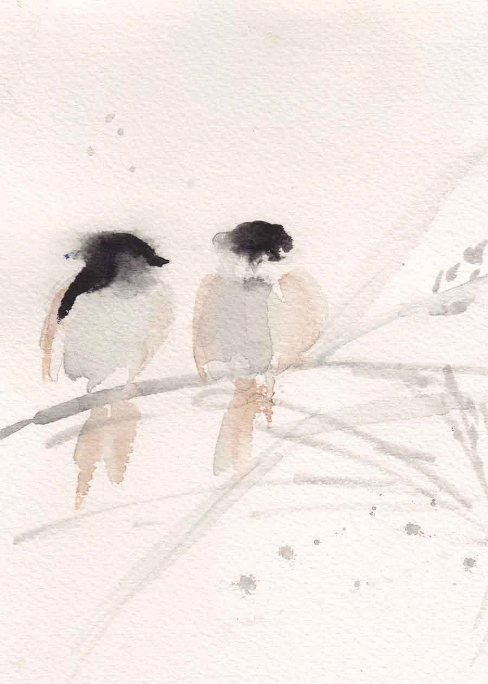Two Small Birds Watercolor Print - Etsy