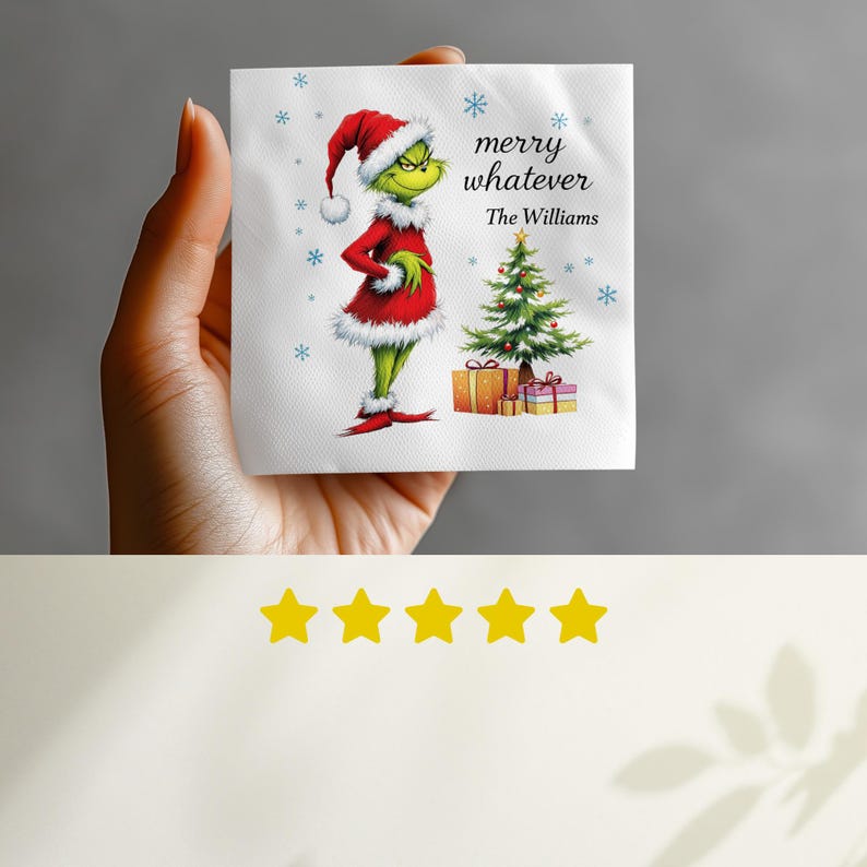 Grinch Merry Whatever Napkin, Custom Christmas Gift, Personalized ...
