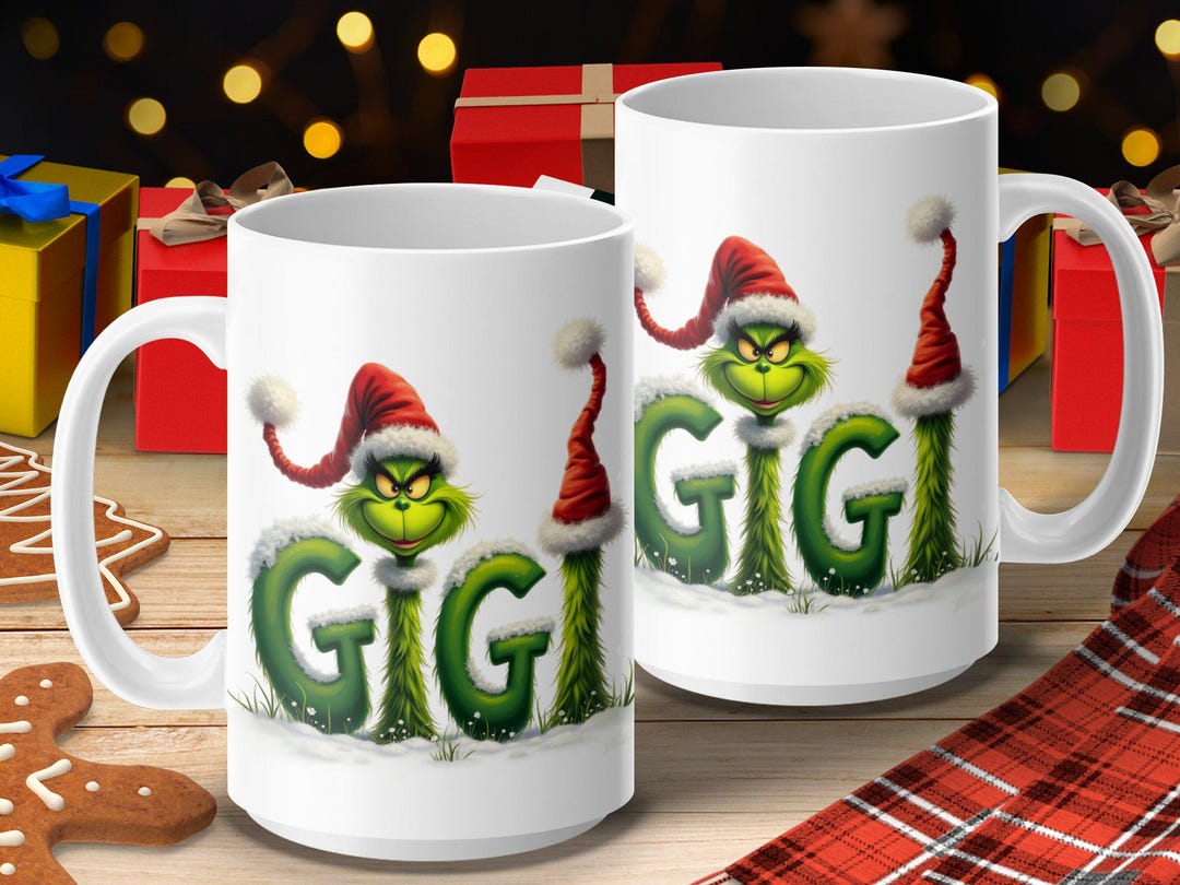 Gigi Christmas Mug, Grinch Inspired Mug, Holiday Coffee Cup, Festive ...