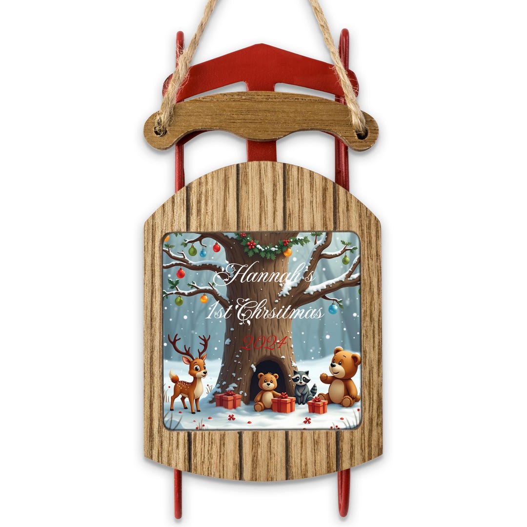 Christmas Sled Ornament Personalized, Custom Name Sled Ornament ...
