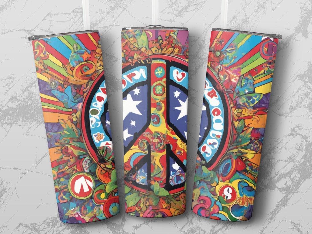 Psychedelic Peace Sign Digital Art, Vibrant Colorful Abstract Design ...