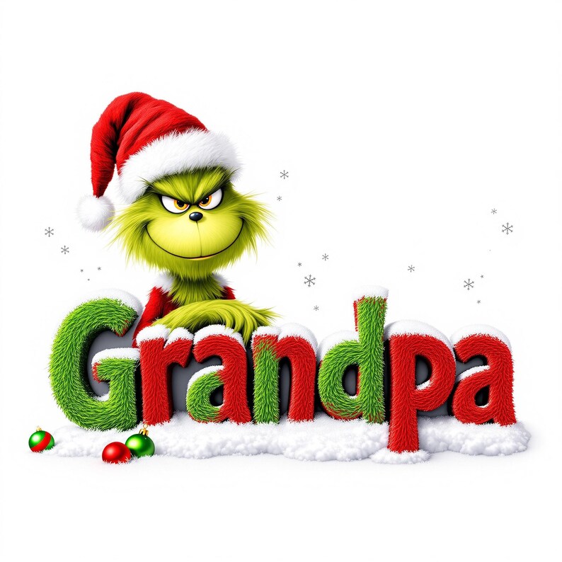 Grinch Grandpa Digital Art, Christmas Gift, Festive Card, Holiday ...